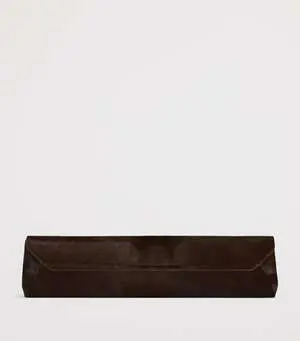 Balmain Long Leather Pony-effect Clutch Bag