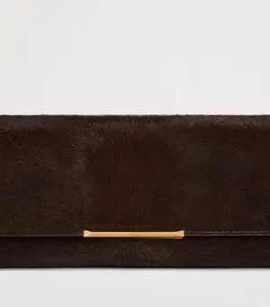 Balmain Long Leather Pony-effect Clutch Bag