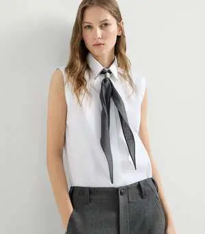 Brunello Cucinelli Stretch-cotton Poplin Sleeveless Shirt