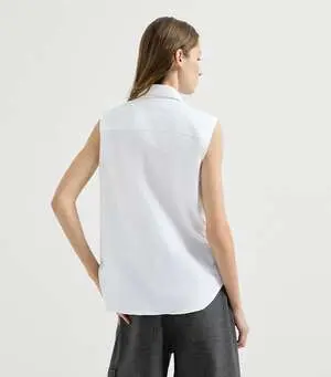 Brunello Cucinelli Stretch-cotton Poplin Sleeveless Shirt