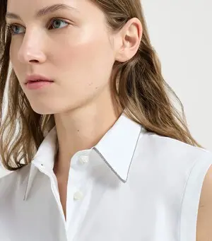 Brunello Cucinelli Stretch-cotton Poplin Sleeveless Shirt