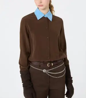 Max Mara Silk Contrast Collar Shirt
