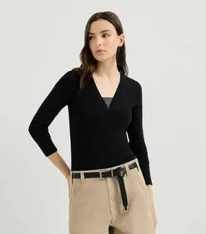 Brunello Cucinelli Monili Long-sleeve V-neck T-shirt