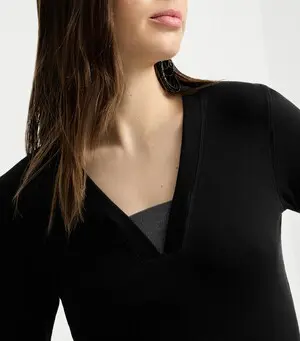Brunello Cucinelli Monili Long-sleeve V-neck T-shirt