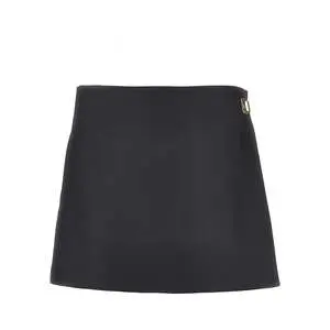 Balenciaga Wool And Silk Blend Tailored Mini Skort With Gold-finished Buckle - Black