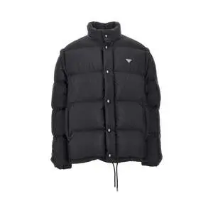 Prada Re-nylon Down Jacket With Enamel Triangle Logo