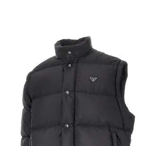 Prada Re-nylon Down Jacket With Enamel Triangle Logo