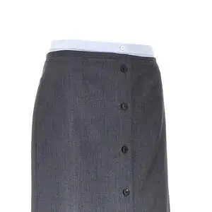 Prada Layered Mohair And Chambray Midi Skirt - Grey