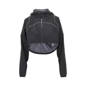 Balenciaga Cropped Techwear Jacket With Reflex Piping And Logo Print - Black