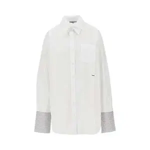 Prada Cotton Poplin Shirt With Removable Scarf - White