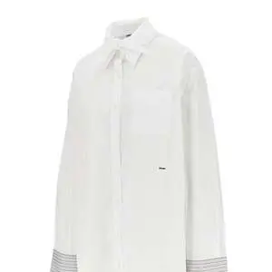 Prada Cotton Poplin Shirt With Removable Scarf - White