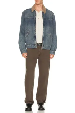 FRAME Zip Trucker Jacket With Corduroy Collar Trim
