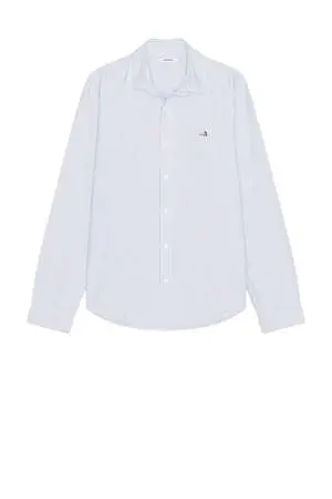 EDMMOND STUDIOS Duck Striped Shirt In Blue - Plain Light Blue