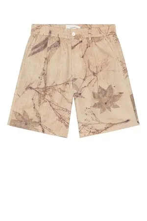 FENG CHEN WANG Printed Plant Dye Shorts - Beige
