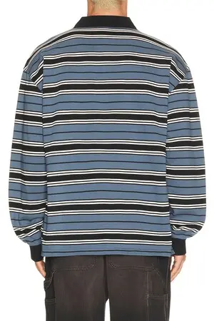 Carhartt Work In Progress Long Sleeve Devitt Rugby Shirt In Devitt Stripe &amp; Scarab