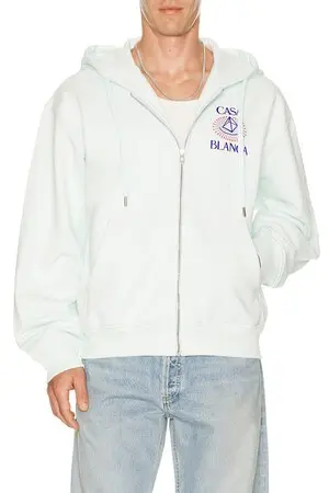 Casablanca Celestial Pyramid Zip Up Hoodie - Ice Blue