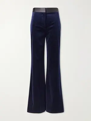 Victoria Beckham Velvet Flared Pants - Blue