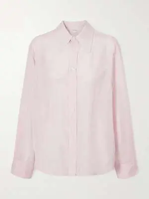 Bottega Veneta Logo-embroidered Pinstriped Crepon Shirt