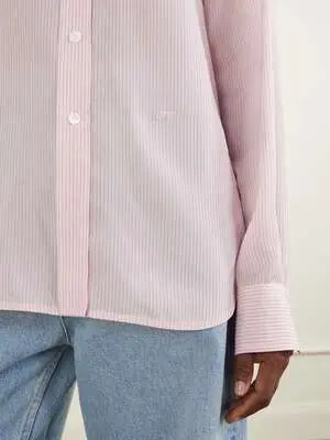 Bottega Veneta Logo-embroidered Pinstriped Crepon Shirt
