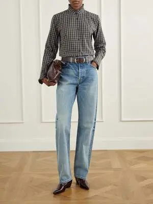 NILI LOTAN Elio Ruffled Checked Cotton Shirt