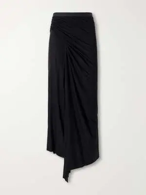 Rick Owens Anthem Draped Jersey Midi Skirt