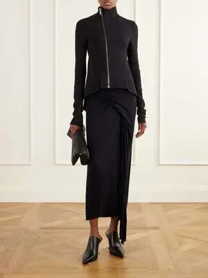 Rick Owens Anthem Draped Jersey Midi Skirt