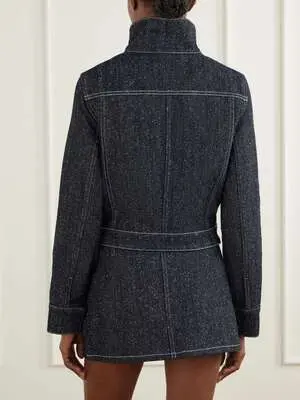 COURREGES Logo-embellished Denim-tweed Jacket