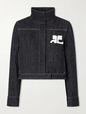 COURREGES Courrèges Logo-embellished Denim-tweed Jacket - Blue