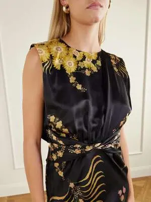 Saloni Gwen Floral-printed Silk-blend Midi Dress