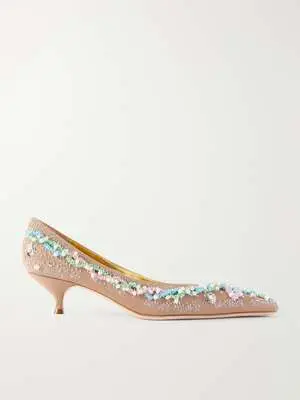 Tory Burch 45 Bead-embellished Canvas Pumps