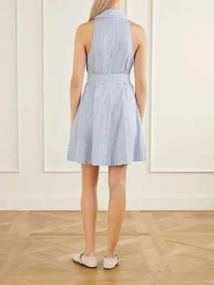 Veronica Beard Florenz Belted Striped Cotton Mini Dress