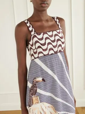 Farm Rio Mixed Carioca Coffee Scarves Printed Voile Midi Dress - Neutrals