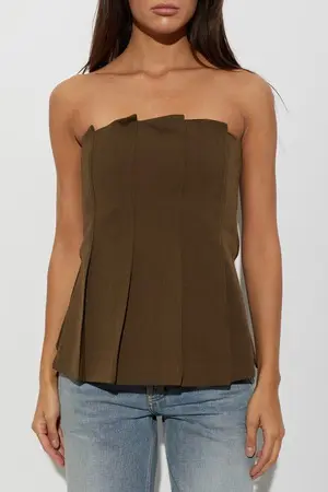 GESTUZ Gzstacy" Strapless Pleated Top - Green