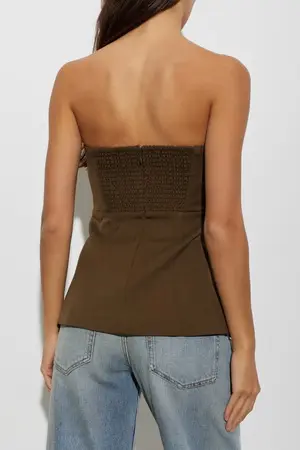 GESTUZ Gzstacy" Strapless Pleated Top - Green