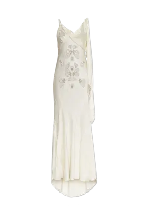 SELF-PORTRAIT Satin Maxi Dress With Embellishments