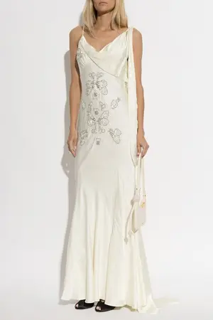SELF-PORTRAIT Satin Maxi Dress With Embellishments
