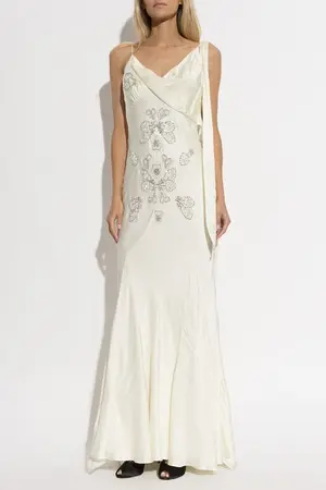 SELF-PORTRAIT Satin Maxi Dress With Embellishments