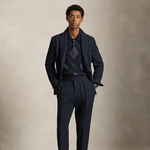 Ralph Lauren Barleycorn Tweed Suit Trousers - Navy