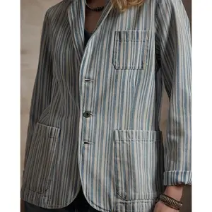 Ralph Lauren Indigo Striped Twill Blazer