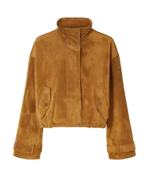 Veronica Beard Cropped Suede Jacket - Brown