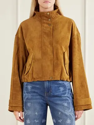 Veronica Beard Cropped Suede Jacket - Brown