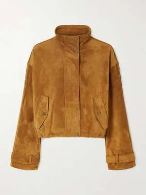 Veronica Beard Bateman Cropped Suede Jacket - Tan