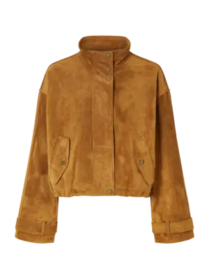 Veronica Beard VERONICA BEARD Cropped Suede Jacket Tan