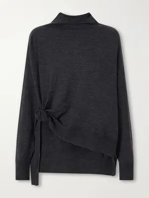 Magda Butrym Knot-detail Wool Turtleneck Sweater - Gray