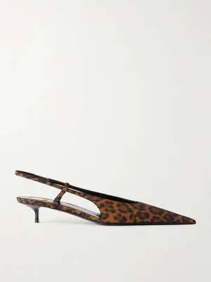 Saint Laurent Secret 30 Leopard-printed Faille Slingback Pumps - Leopard Print