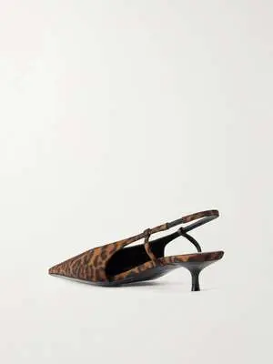 Saint Laurent Secret 30 Leopard-printed Faille Slingback Pumps