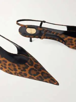 Saint Laurent Secret 30 Leopard-printed Faille Slingback Pumps
