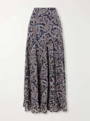 Veronica Beard Heatheralyn Gathered Paisley-print Cotton Maxi Skirt - Multi