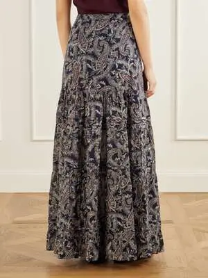 Veronica Beard Heatheralyn Gathered Paisley-print Cotton Maxi Skirt
