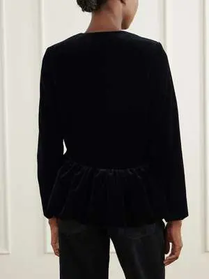 LIBEROWE Cotton-velvet Peplum Jacket